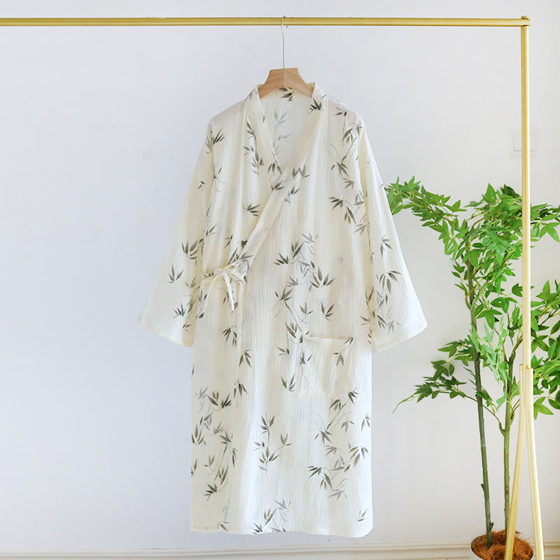 Ownkoti Pure Cotton Bamboo Print Comfy Bathrobe – ownkoti