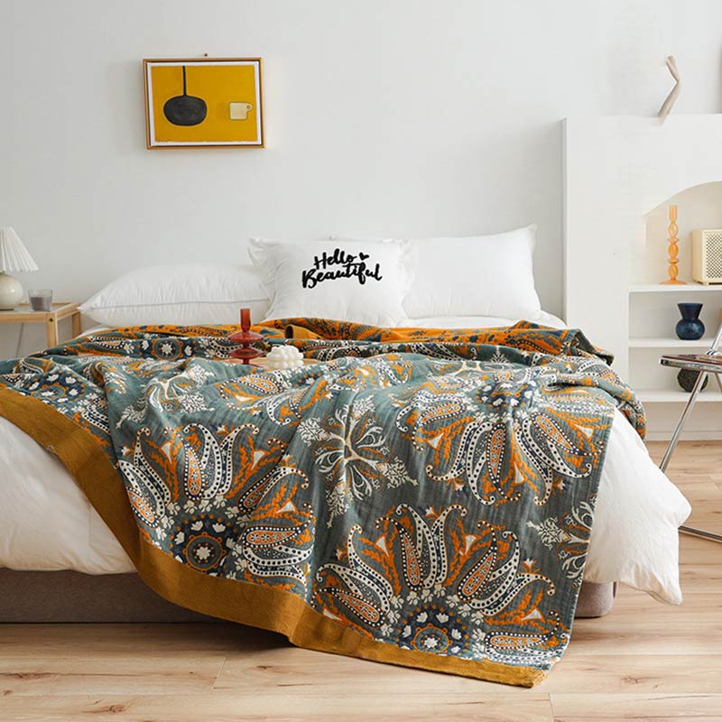 Ownkoti Dark Cyan Double-Sided Floral Cotton Quilt – ownkoti